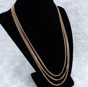 Vintage | Jewelry | Vintage Triple Strand Gold Tone Chain Necklace ...